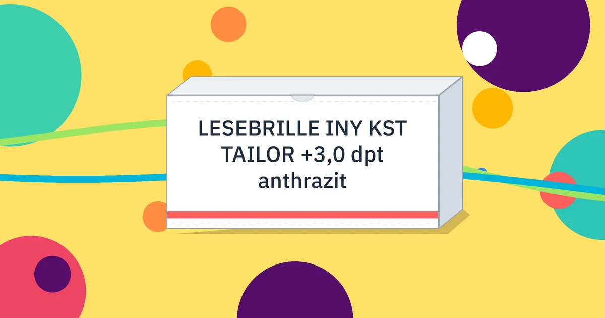Symbolbild: Packung mit der Aufschrift LESEBRILLE INY KST TAILOR +3,0 dpt anthrazit (PZN 19928377) – Verfügbarkeit und Bezug in Apotheken in Frankfurt am Main