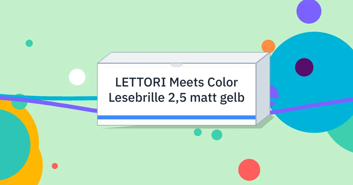 Symbolbild: Packung mit der Aufschrift LETTORI Meets Color Lesebrille 2,5 matt gelb (PZN 11057285) – Verfügbarkeit und Bezug in Apotheken in Frankfurt am Main
