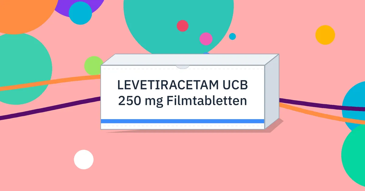 Symbolbild: Packung mit der Aufschrift LEVETIRACETAM UCB 250 mg Filmtabletten (PZN 07611037) – Verfügbarkeit und Bezug in Apotheken in Frankfurt am Main