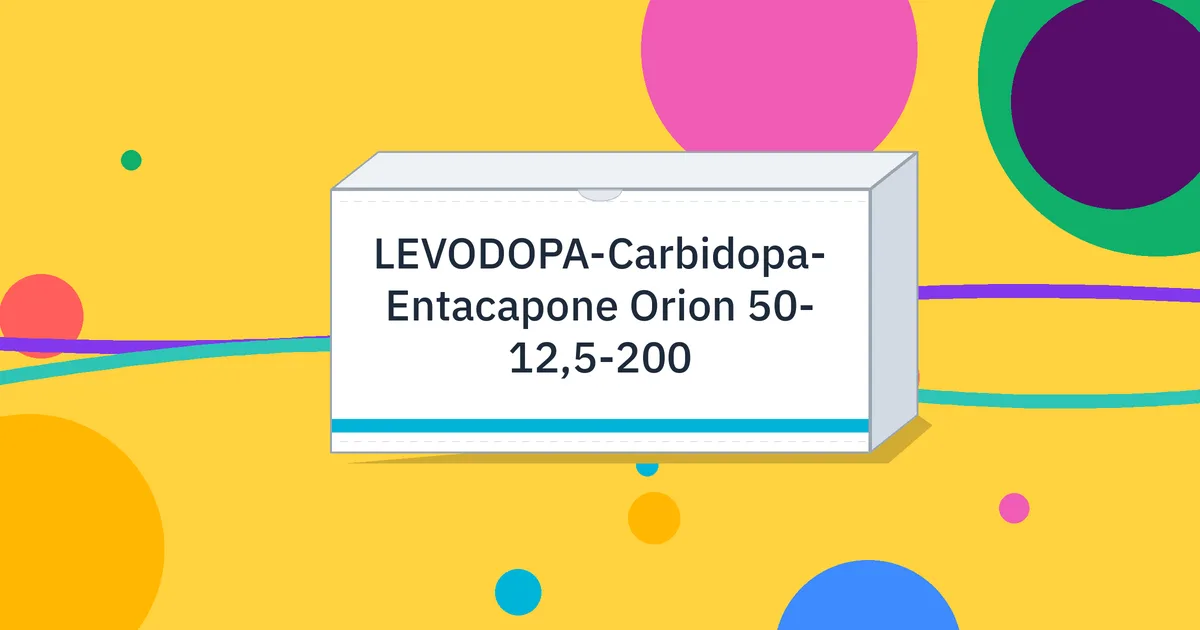 Symbolbild: Packung mit der Aufschrift LEVODOPA-Carbidopa-Entacapone Orion 50-12,5-200 (PZN 10057225) – Verfügbarkeit und Bezug in Apotheken in Frankfurt am Main