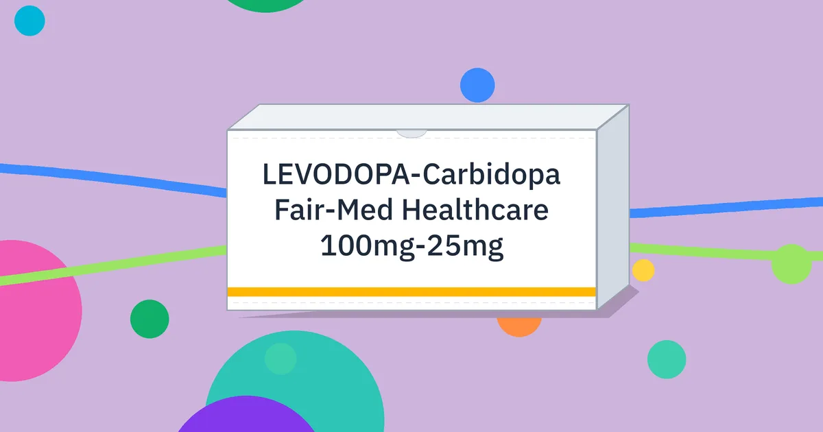 Symbolbild: Packung mit der Aufschrift LEVODOPA-Carbidopa Fair-Med Healthcare 100mg-25mg (PZN 12484061) – Verfügbarkeit und Bezug in Apotheken in Frankfurt am Main