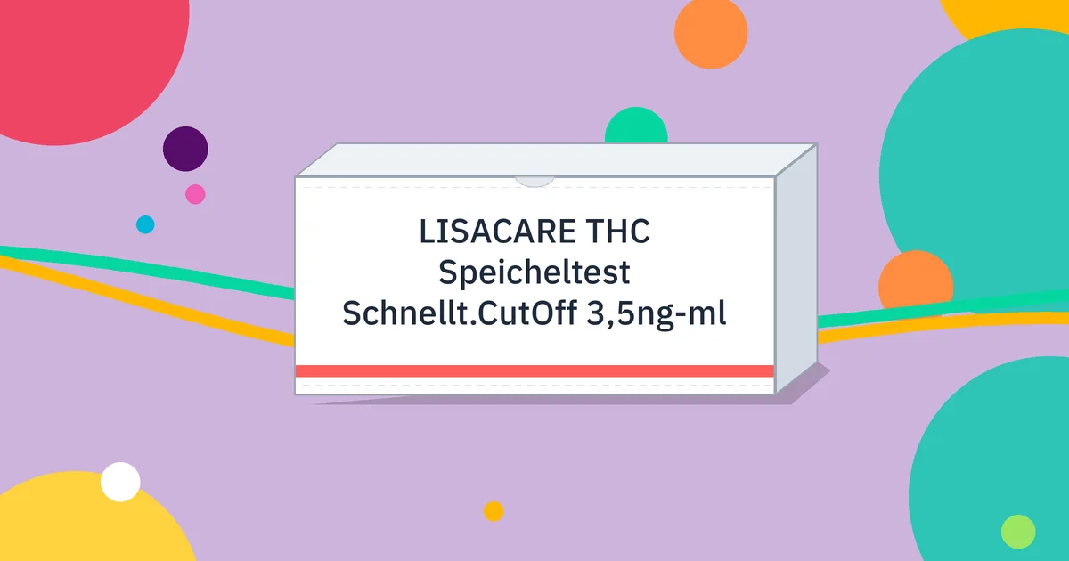 Symbolbild: Packung mit der Aufschrift LISACARE THC Speicheltest Schnellt.CutOff 3,5ng-ml (PZN 19822064) – Verfügbarkeit und Bezug in Apotheken in Frankfurt am Main