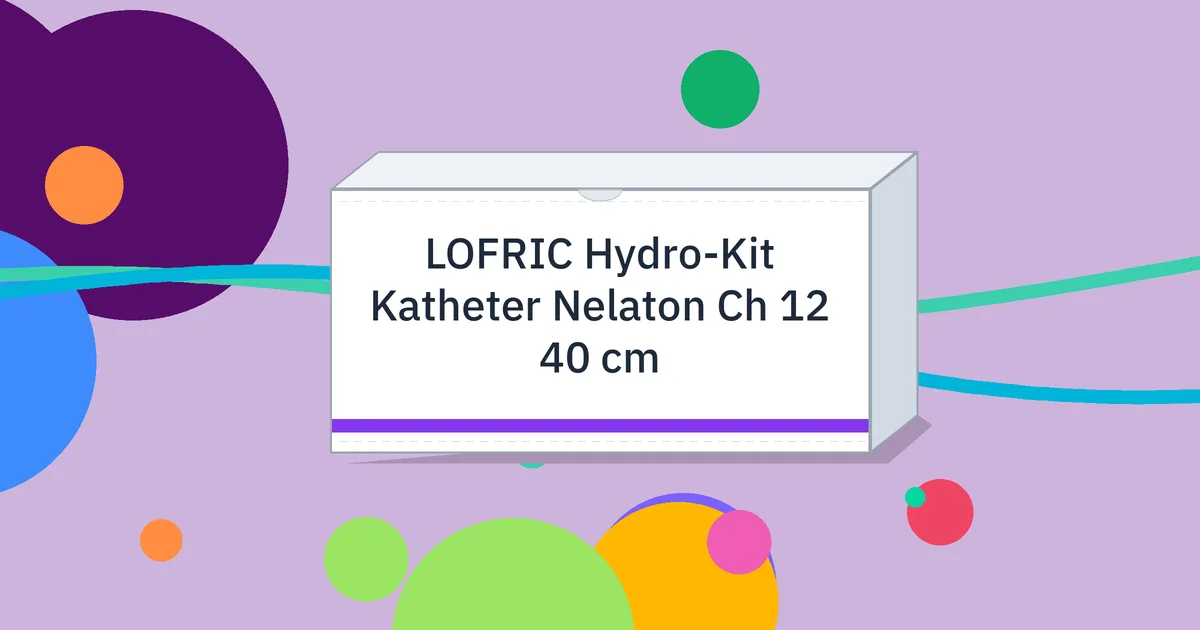 Symbolbild: Packung mit der Aufschrift LOFRIC Hydro-Kit Katheter Nelaton Ch 12 40 cm (PZN 17153529) – Verfügbarkeit und Bezug in Apotheken in Frankfurt am Main