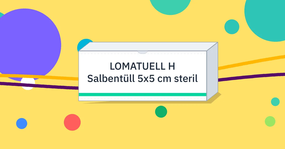 Symbolbild: Packung mit der Aufschrift LOMATUELL H Salbentüll 5x5 cm steril (PZN 19701768) – Verfügbarkeit und Bezug in Apotheken in Frankfurt am Main