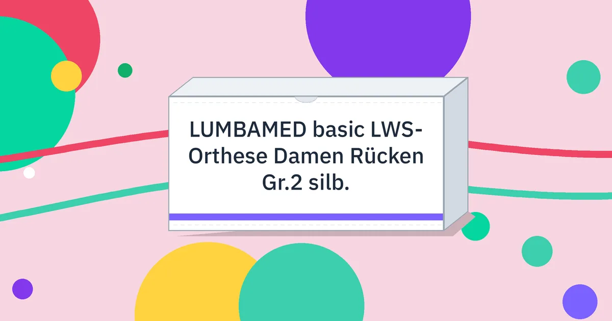 Symbolbild: Packung mit der Aufschrift LUMBAMED basic LWS-Orthese Damen Rücken Gr.2 silb. (PZN 18827852) – Verfügbarkeit und Bezug in Apotheken in Frankfurt am Main