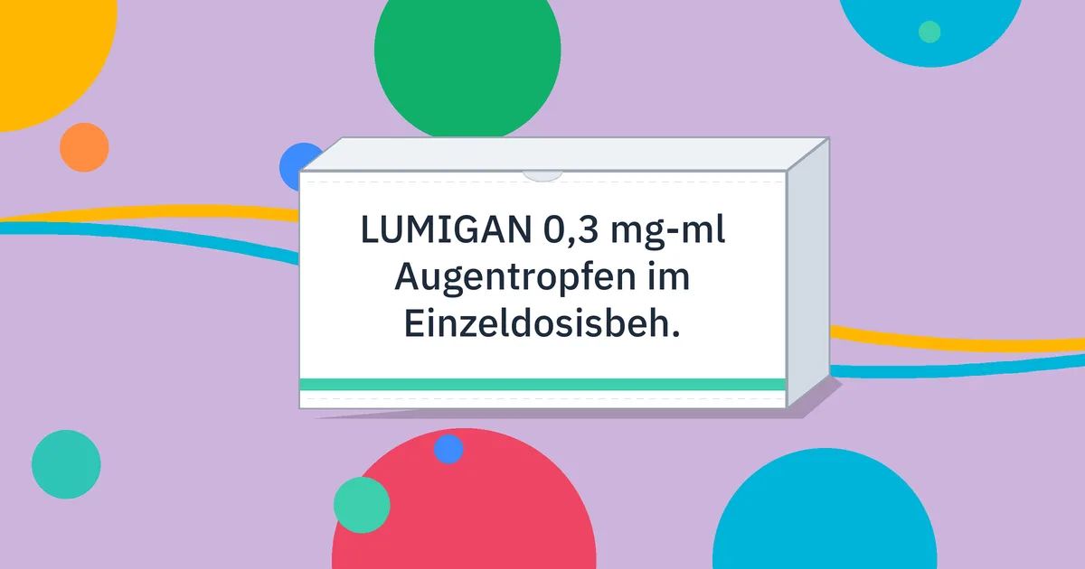 Symbolbild: Packung mit der Aufschrift LUMIGAN 0,3 mg-ml Augentropfen im Einzeldosisbeh. (PZN 10070148) – Verfügbarkeit und Bezug in Apotheken in Frankfurt am Main
