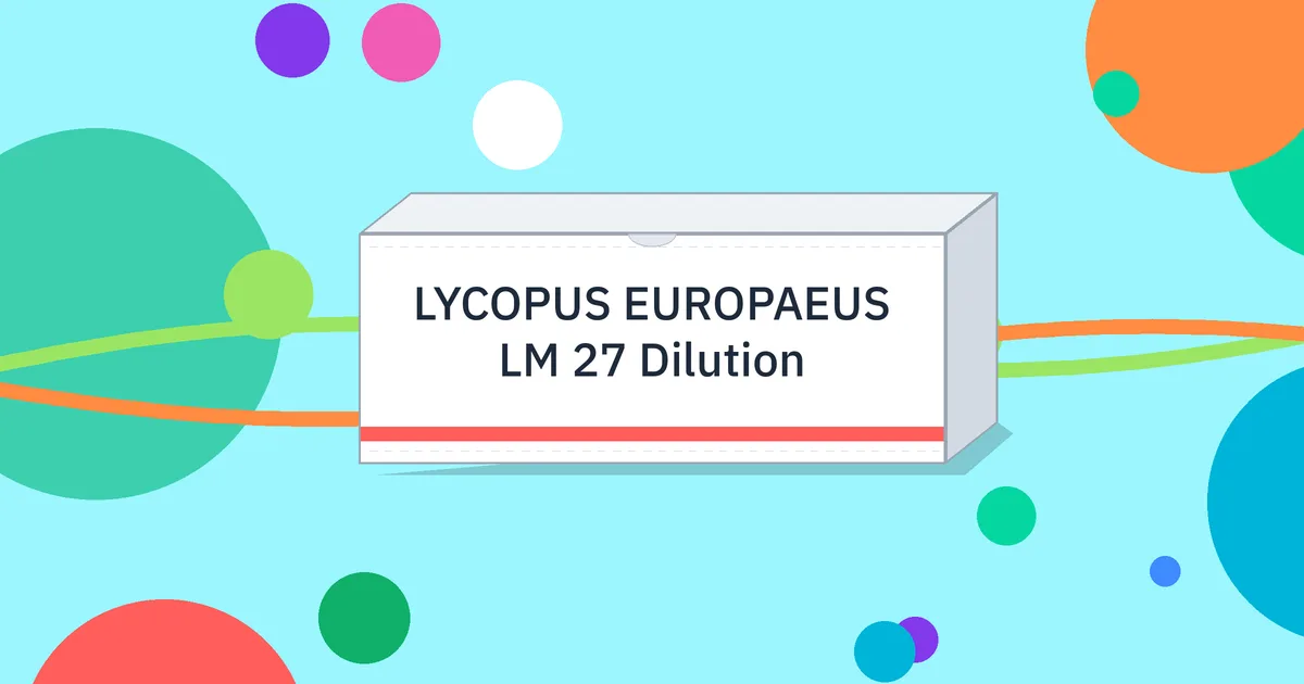 Symbolbild: Packung mit der Aufschrift LYCOPUS EUROPAEUS LM 27 Dilution (PZN 13538215) – Verfügbarkeit und Bezug in Apotheken in Frankfurt am Main