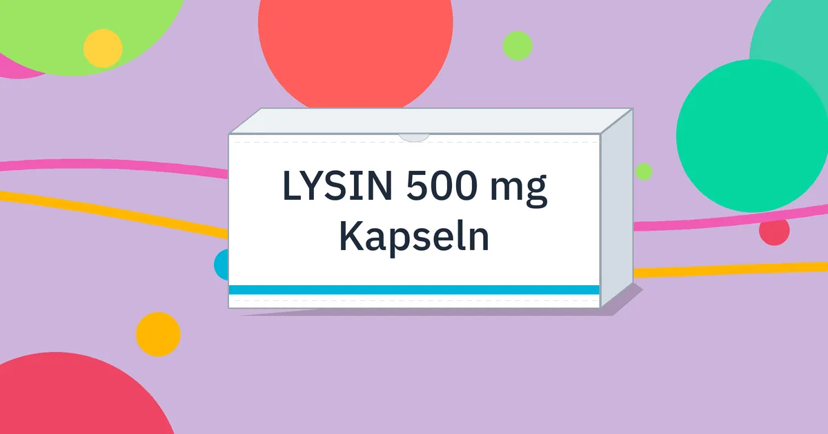 Symbolbild: Packung mit der Aufschrift LYSIN 500 mg Kapseln (PZN 18665740) – Verfügbarkeit und Bezug in Apotheken in Frankfurt am Main