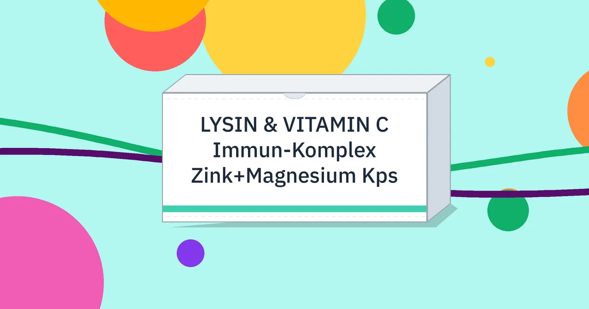 Symbolbild: Packung mit der Aufschrift LYSIN & VITAMIN C Immun-Komplex Zink+Magnesium Kps (PZN 19721506) – Verfügbarkeit und Bezug in Apotheken in Frankfurt am Main