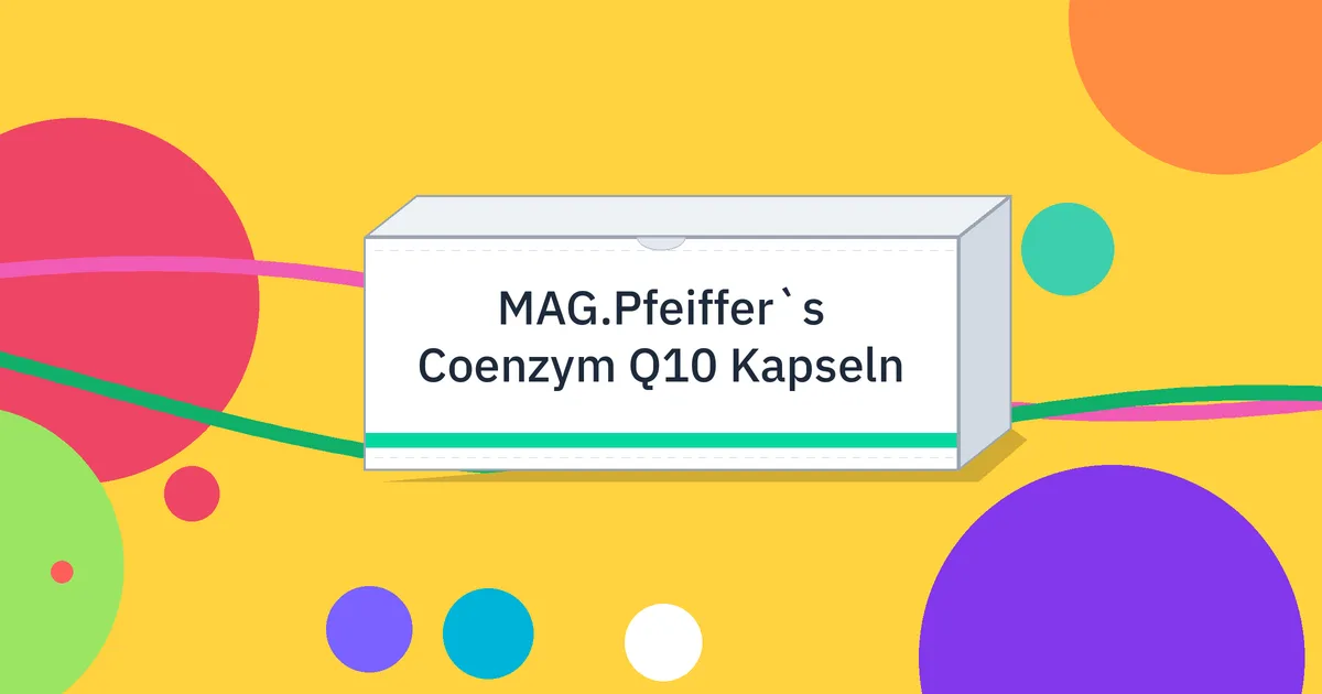 Symbolbild: Packung mit der Aufschrift MAG.Pfeiffer`s Coenzym Q10 Kapseln (PZN 17537336) – Verfügbarkeit und Bezug in Apotheken in Frankfurt am Main