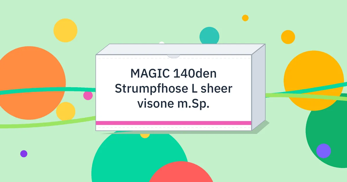 Symbolbild: Packung mit der Aufschrift MAGIC 140den Strumpfhose L sheer visone m.Sp. (PZN 16182109) – Verfügbarkeit und Bezug in Apotheken in Frankfurt am Main