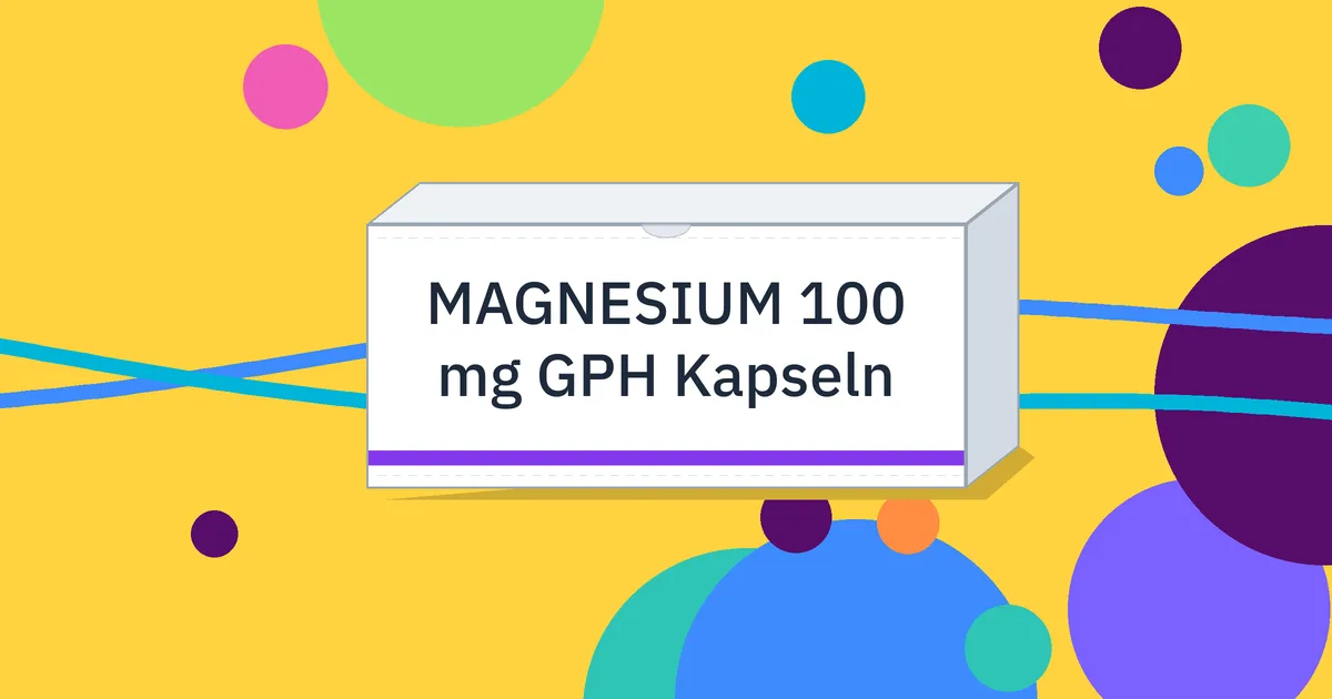 Symbolbild: Packung mit der Aufschrift MAGNESIUM 100 mg GPH Kapseln (PZN 09919087) – Verfügbarkeit und Bezug in Apotheken in Frankfurt am Main