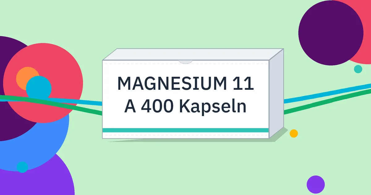 Symbolbild: Packung mit der Aufschrift MAGNESIUM 11 A 400 Kapseln (PZN 09899545) – Verfügbarkeit und Bezug in Apotheken in Frankfurt am Main
