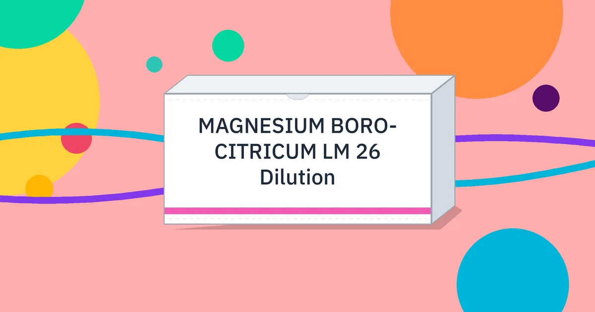 Symbolbild: Packung mit der Aufschrift MAGNESIUM BORO-CITRICUM LM 26 Dilution (PZN 12936741) – Verfügbarkeit und Bezug in Apotheken in Frankfurt am Main