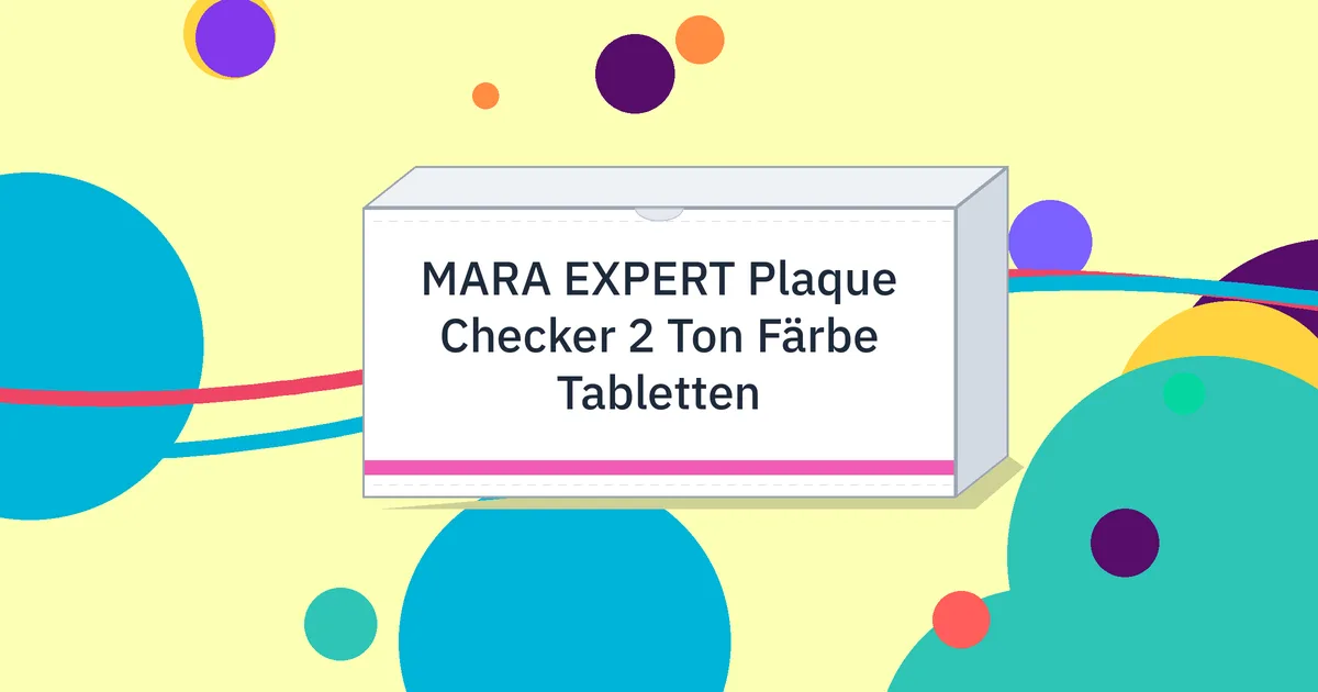 Symbolbild: Packung mit der Aufschrift MARA EXPERT Plaque Checker 2 Ton Färbe Tabletten (PZN 16778173) – Verfügbarkeit und Bezug in Apotheken in Frankfurt am Main