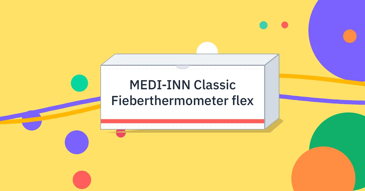 Symbolbild: Packung mit der Aufschrift MEDI-INN Classic Fieberthermometer flex (PZN 18657870) – Verfügbarkeit und Bezug in Apotheken in Frankfurt am Main