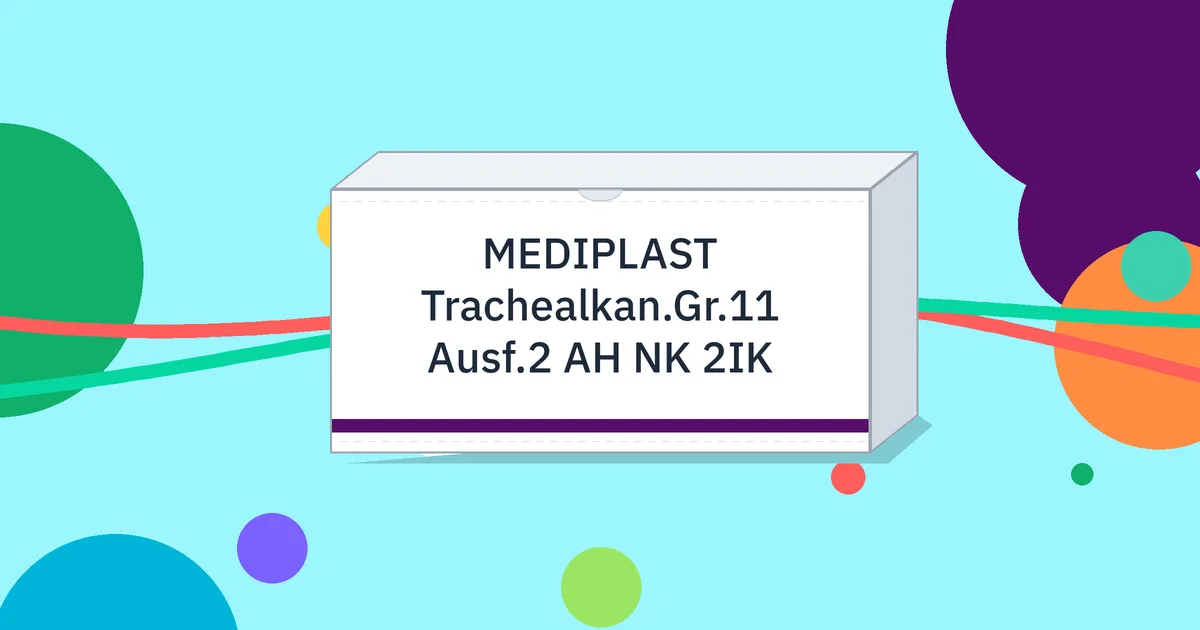Symbolbild: Packung mit der Aufschrift MEDIPLAST Trachealkan.Gr.11 Ausf.2 AH NK 2IK (PZN 04525774) – Verfügbarkeit und Bezug in Apotheken in Frankfurt am Main