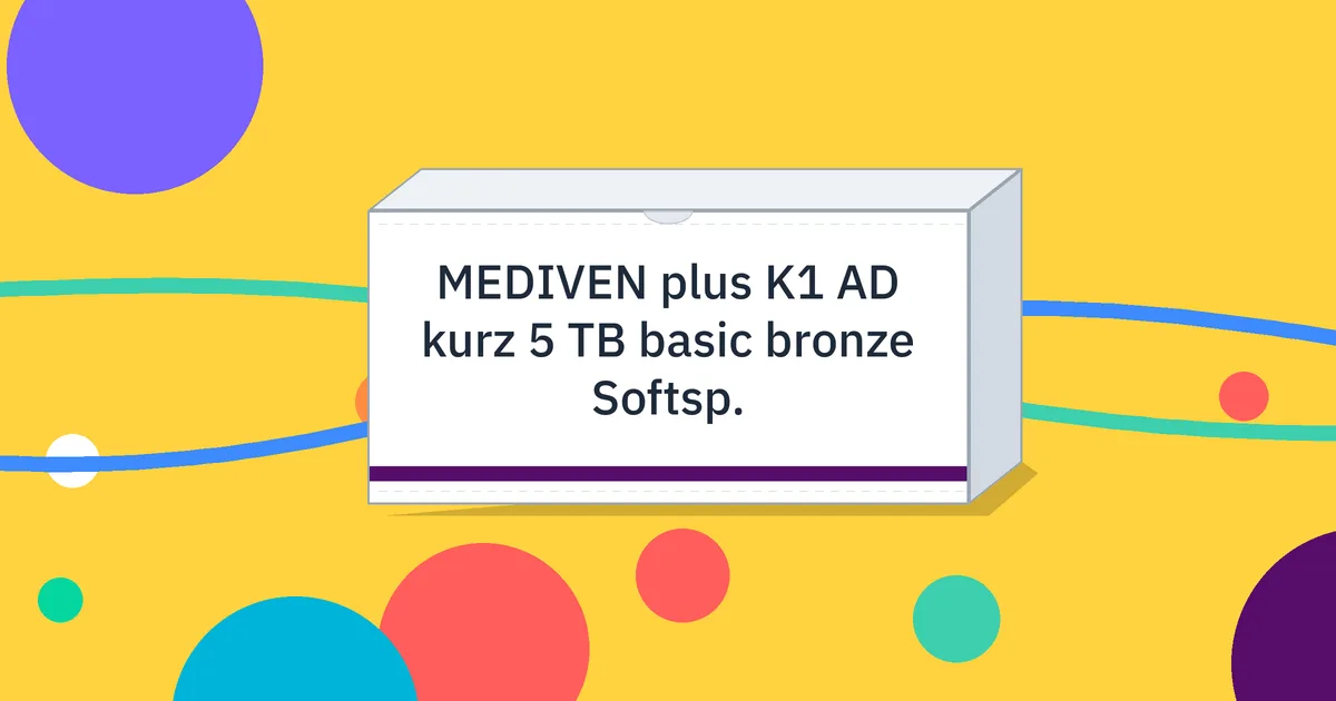 Symbolbild: Packung mit der Aufschrift MEDIVEN plus K1 AD kurz 5 TB basic bronze Softsp. (PZN 15046077) – Verfügbarkeit und Bezug in Apotheken in Frankfurt am Main