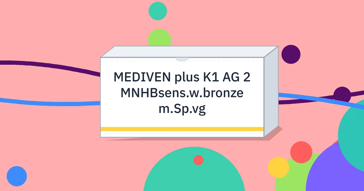 Symbolbild: Packung mit der Aufschrift MEDIVEN plus K1 AG 2 MNHBsens.w.bronze m.Sp.vg (PZN 15919016) – Verfügbarkeit und Bezug in Apotheken in Frankfurt am Main