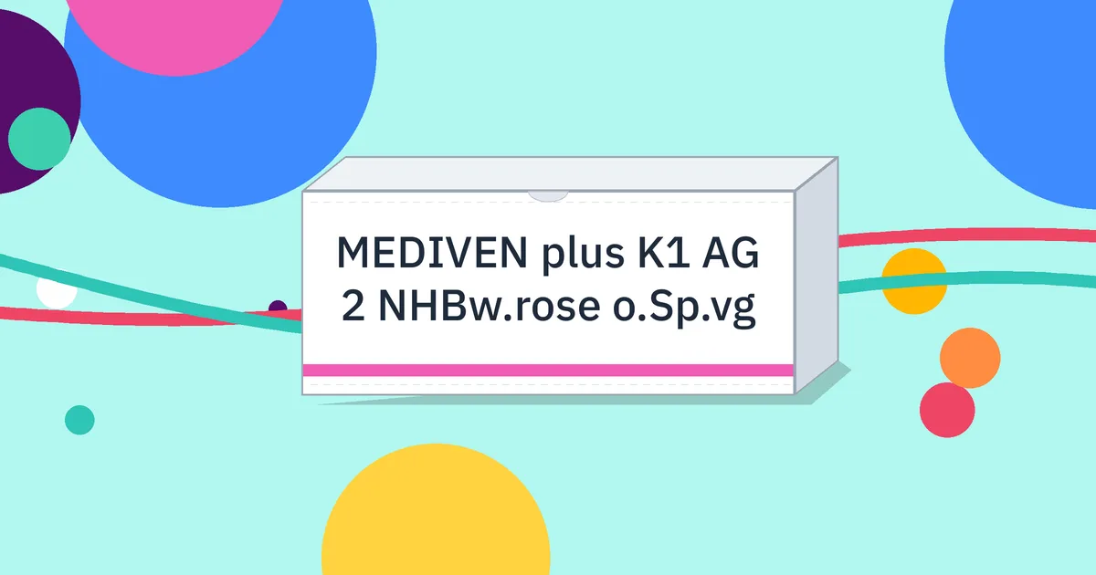 Symbolbild: Packung mit der Aufschrift MEDIVEN plus K1 AG 2 NHBw.rose o.Sp.vg (PZN 15923319) – Verfügbarkeit und Bezug in Apotheken in Frankfurt am Main