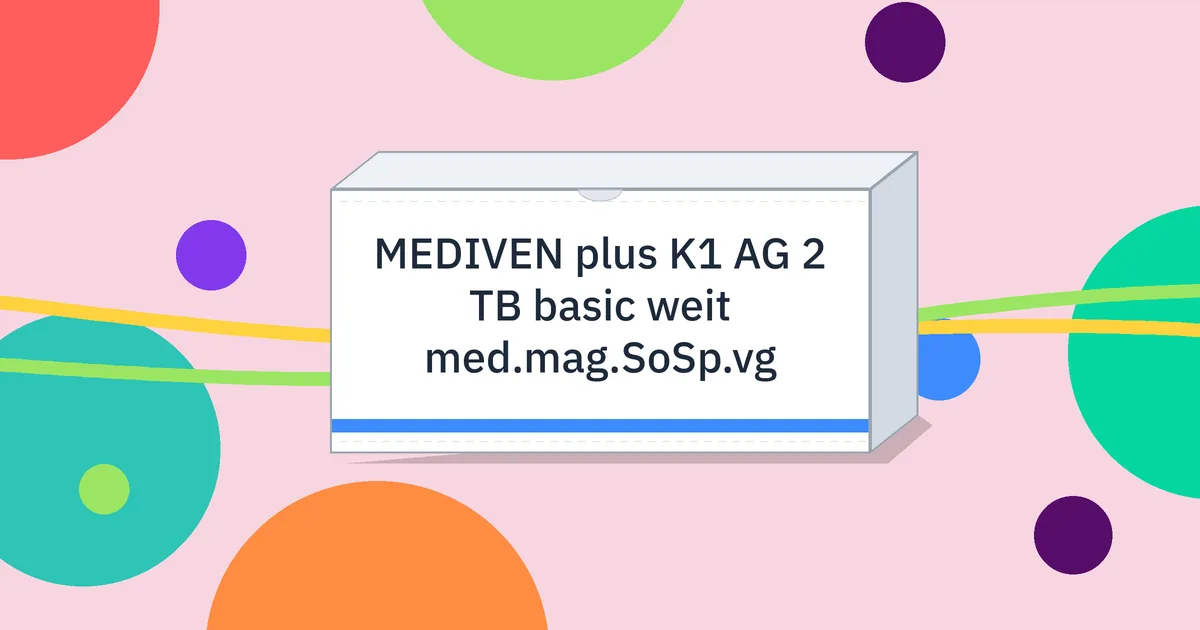 Symbolbild: Packung mit der Aufschrift MEDIVEN plus K1 AG 2 TB basic weit med.mag.SoSp.vg (PZN 15059074) – Verfügbarkeit und Bezug in Apotheken in Frankfurt am Main