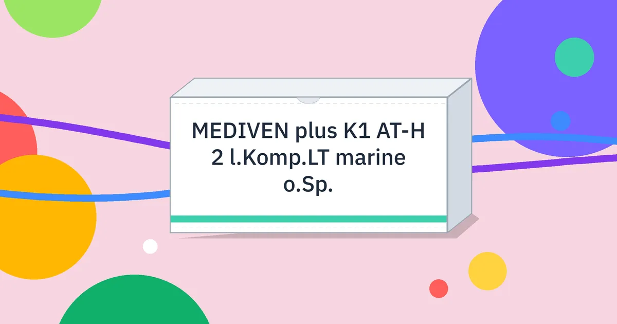 Symbolbild: Packung mit der Aufschrift MEDIVEN plus K1 AT-H 2 l.Komp.LT marine o.Sp. (PZN 15037339) – Verfügbarkeit und Bezug in Apotheken in Frankfurt am Main