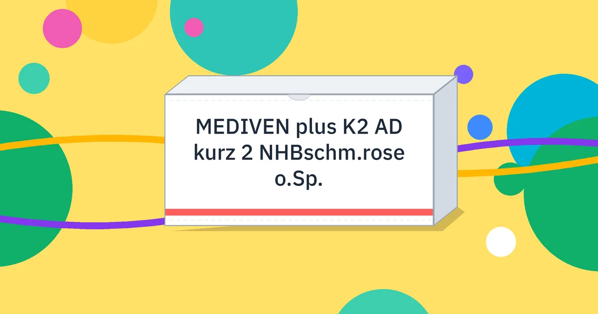 Symbolbild: Packung mit der Aufschrift MEDIVEN plus K2 AD kurz 2 NHBschm.rose o.Sp. (PZN 15926424) – Verfügbarkeit und Bezug in Apotheken in Frankfurt am Main