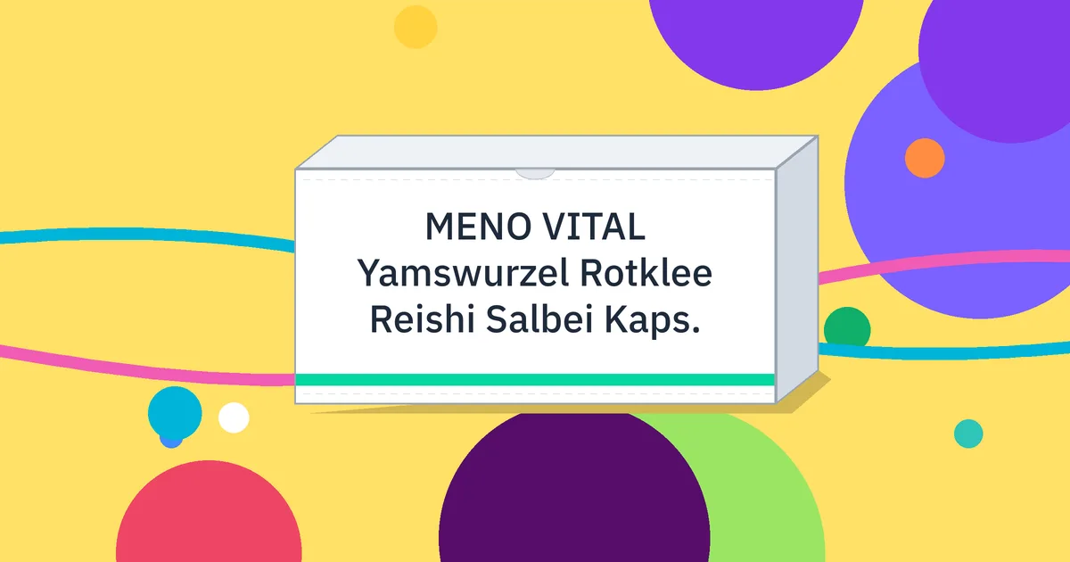 Symbolbild: Packung mit der Aufschrift MENO VITAL Yamswurzel Rotklee Reishi Salbei Kaps. (PZN 20869059) – Verfügbarkeit und Bezug in Apotheken in Frankfurt am Main
