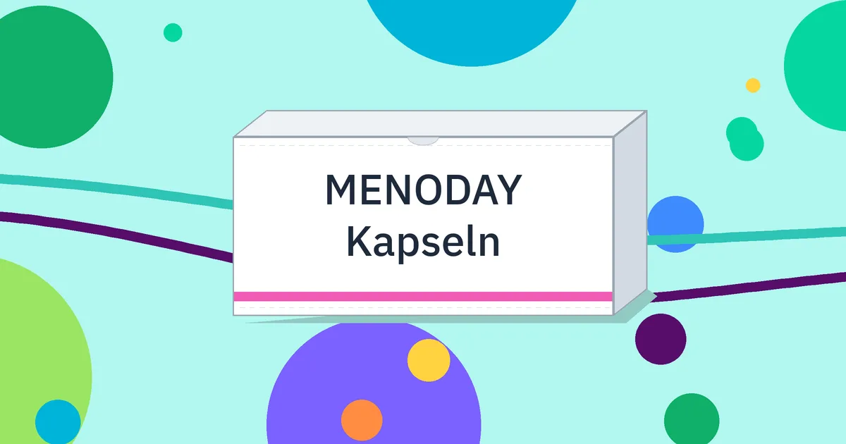 Symbolbild: Packung mit der Aufschrift MENODAY Kapseln (PZN 19429444) – Verfügbarkeit und Bezug in Apotheken in Frankfurt am Main