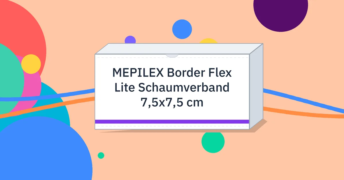 Symbolbild: Packung mit der Aufschrift MEPILEX Border Flex Lite Schaumverband 7,5x7,5 cm (PZN 17615958) – Verfügbarkeit und Bezug in Apotheken in Frankfurt am Main