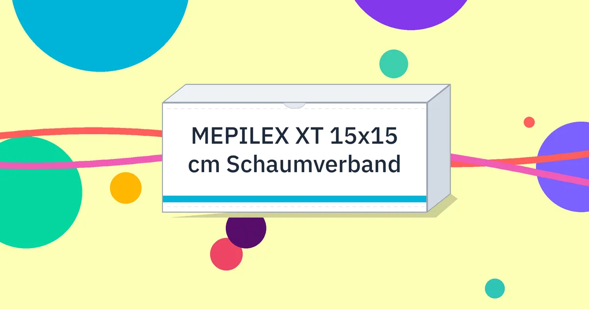 Symbolbild: Packung mit der Aufschrift MEPILEX XT 15x15 cm Schaumverband (PZN 17605948) – Verfügbarkeit und Bezug in Apotheken in Frankfurt am Main