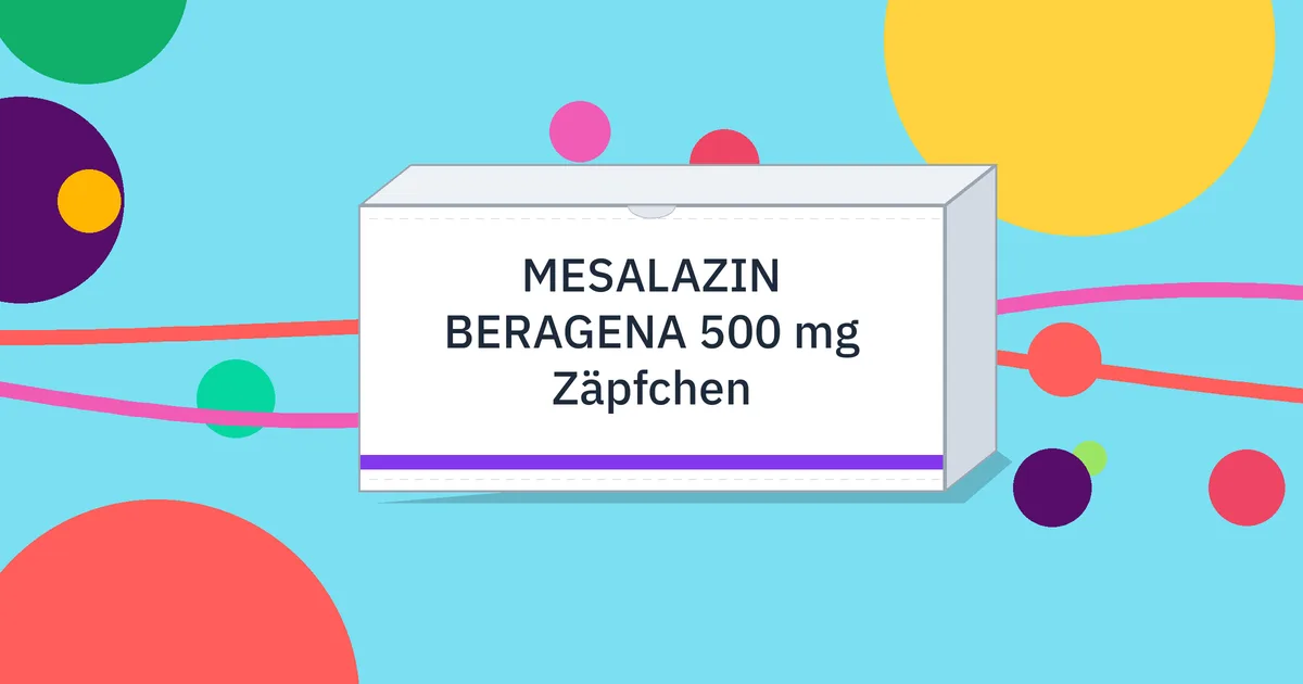 Symbolbild: Packung mit der Aufschrift MESALAZIN BERAGENA 500 mg Zäpfchen (PZN 12727606) – Verfügbarkeit und Bezug in Apotheken in Frankfurt am Main