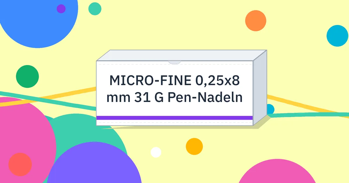 Symbolbild: Packung mit der Aufschrift MICRO-FINE 0,25x8 mm 31 G Pen-Nadeln (PZN 20634014) – Verfügbarkeit und Bezug in Apotheken in Frankfurt am Main