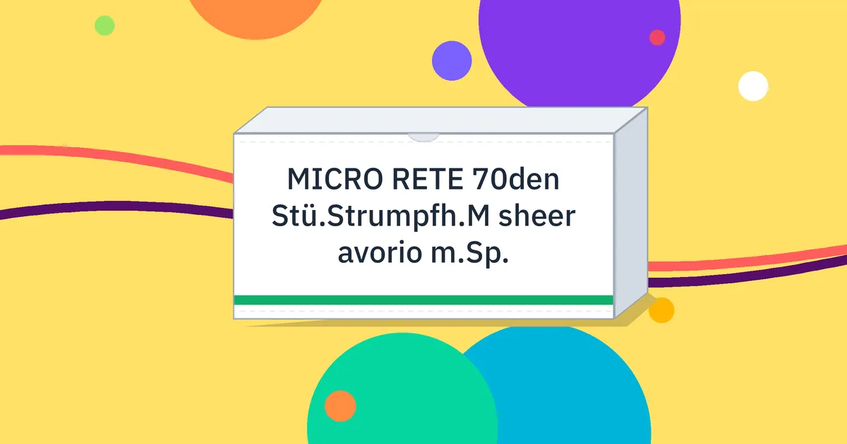 Symbolbild: Packung mit der Aufschrift MICRO RETE 70den Stü.Strumpfh.M sheer avorio m.Sp. (PZN 06450595) – Verfügbarkeit und Bezug in Apotheken in Frankfurt am Main