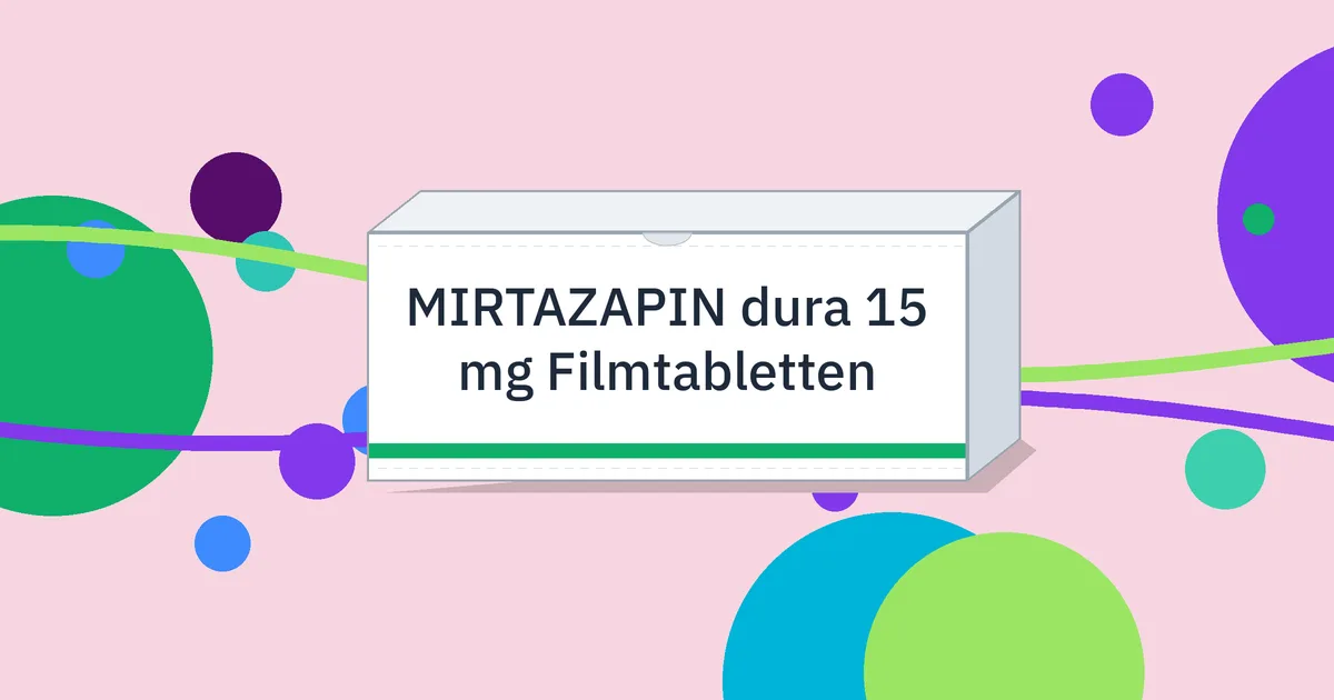 Symbolbild: Packung mit der Aufschrift MIRTAZAPIN dura 15 mg Filmtabletten (PZN 05745779) – Verfügbarkeit und Bezug in Apotheken in Frankfurt am Main
