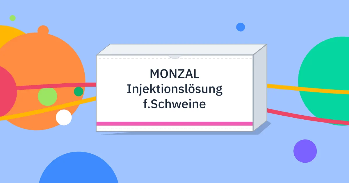 Symbolbild: Packung mit der Aufschrift MONZAL Injektionslösung f.Schweine (PZN 01828735) – Verfügbarkeit und Bezug in Apotheken in Frankfurt am Main