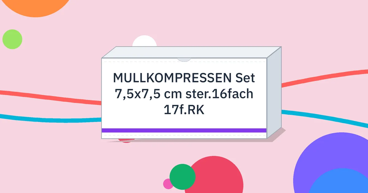 Symbolbild: Packung mit der Aufschrift MULLKOMPRESSEN Set 7,5x7,5 cm ster.16fach 17f.RK (PZN 06931171) – Verfügbarkeit und Bezug in Apotheken in Frankfurt am Main