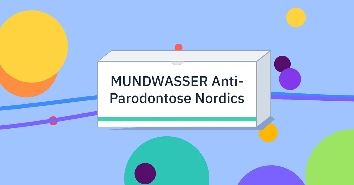 Symbolbild: Packung mit der Aufschrift MUNDWASSER Anti-Parodontose Nordics (PZN 16675059) – Verfügbarkeit und Bezug in Apotheken in Frankfurt am Main