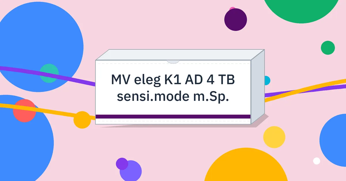 Symbolbild: Packung mit der Aufschrift MV eleg K1 AD 4 TB sensi.mode m.Sp. (PZN 09852348) – Verfügbarkeit und Bezug in Apotheken in Frankfurt am Main