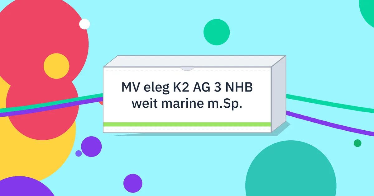 Symbolbild: Packung mit der Aufschrift MV eleg K2 AG 3 NHB weit marine m.Sp. (PZN 15729540) – Verfügbarkeit und Bezug in Apotheken in Frankfurt am Main