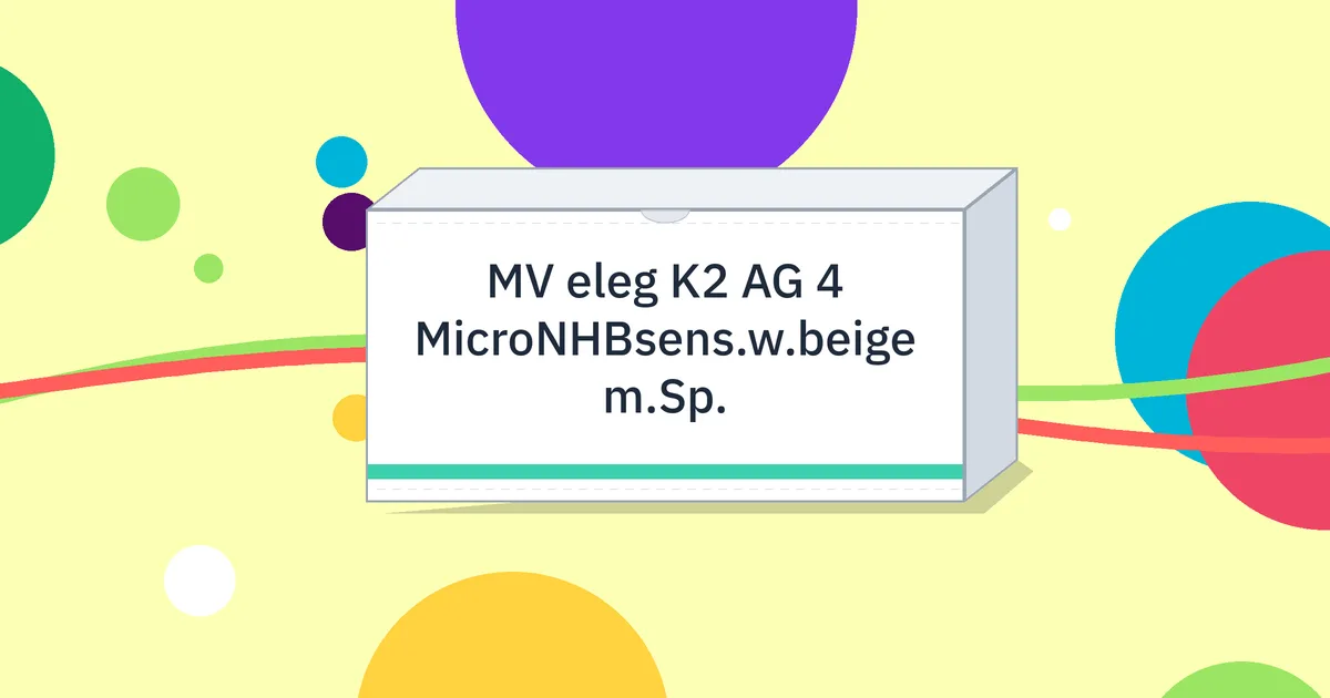 Symbolbild: Packung mit der Aufschrift MV eleg K2 AG 4 MicroNHBsens.w.beige m.Sp. (PZN 15725743) – Verfügbarkeit und Bezug in Apotheken in Frankfurt am Main