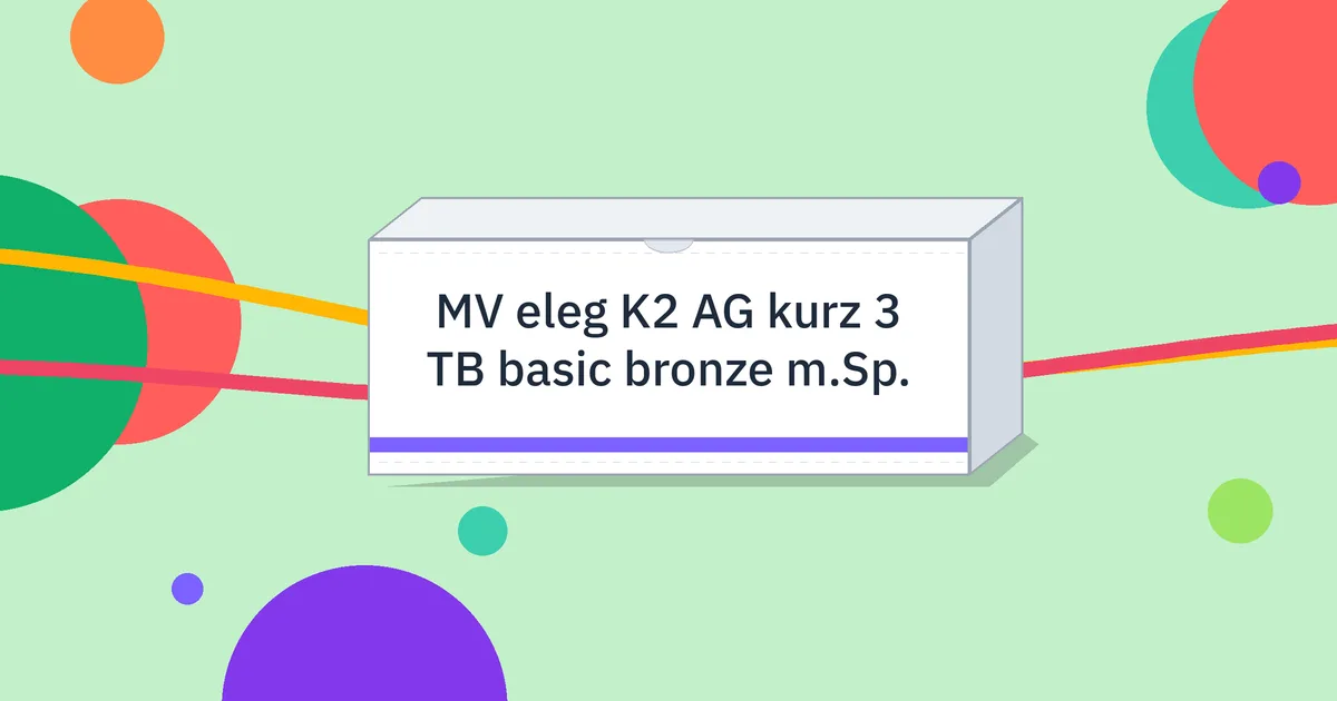 Symbolbild: Packung mit der Aufschrift MV eleg K2 AG kurz 3 TB basic bronze m.Sp. (PZN 14717807) – Verfügbarkeit und Bezug in Apotheken in Frankfurt am Main
