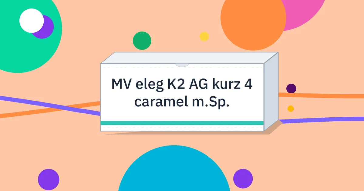 Symbolbild: Packung mit der Aufschrift MV eleg K2 AG kurz 4 caramel m.Sp. (PZN 00531016) – Verfügbarkeit und Bezug in Apotheken in Frankfurt am Main