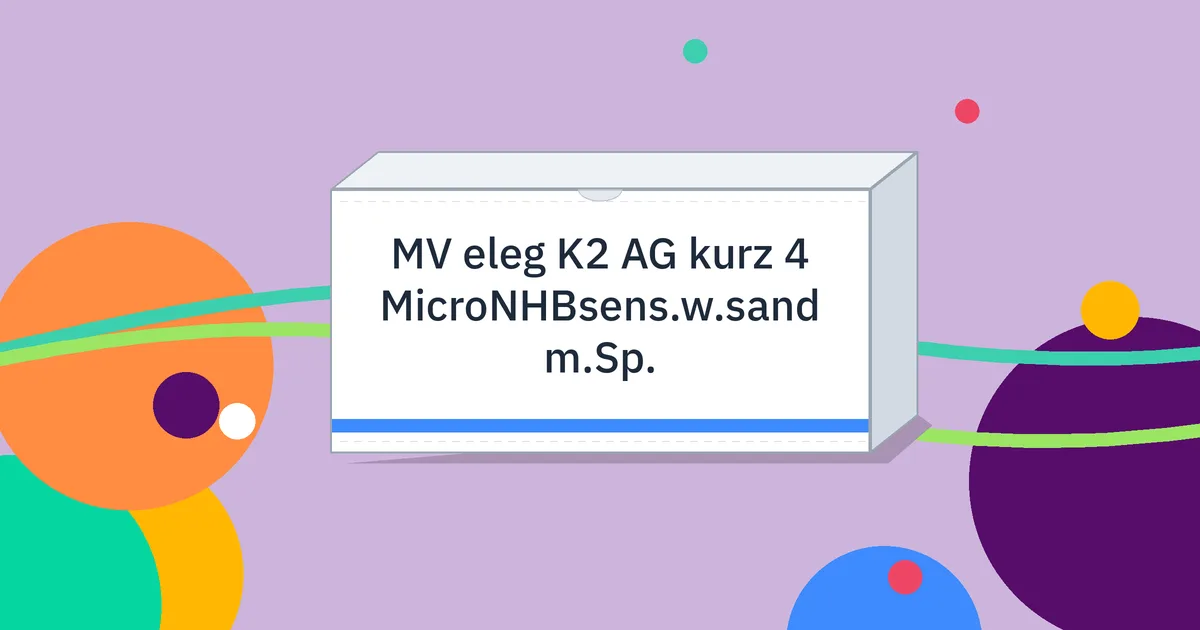 Symbolbild: Packung mit der Aufschrift MV eleg K2 AG kurz 4 MicroNHBsens.w.sand m.Sp. (PZN 18927602) – Verfügbarkeit und Bezug in Apotheken in Frankfurt am Main