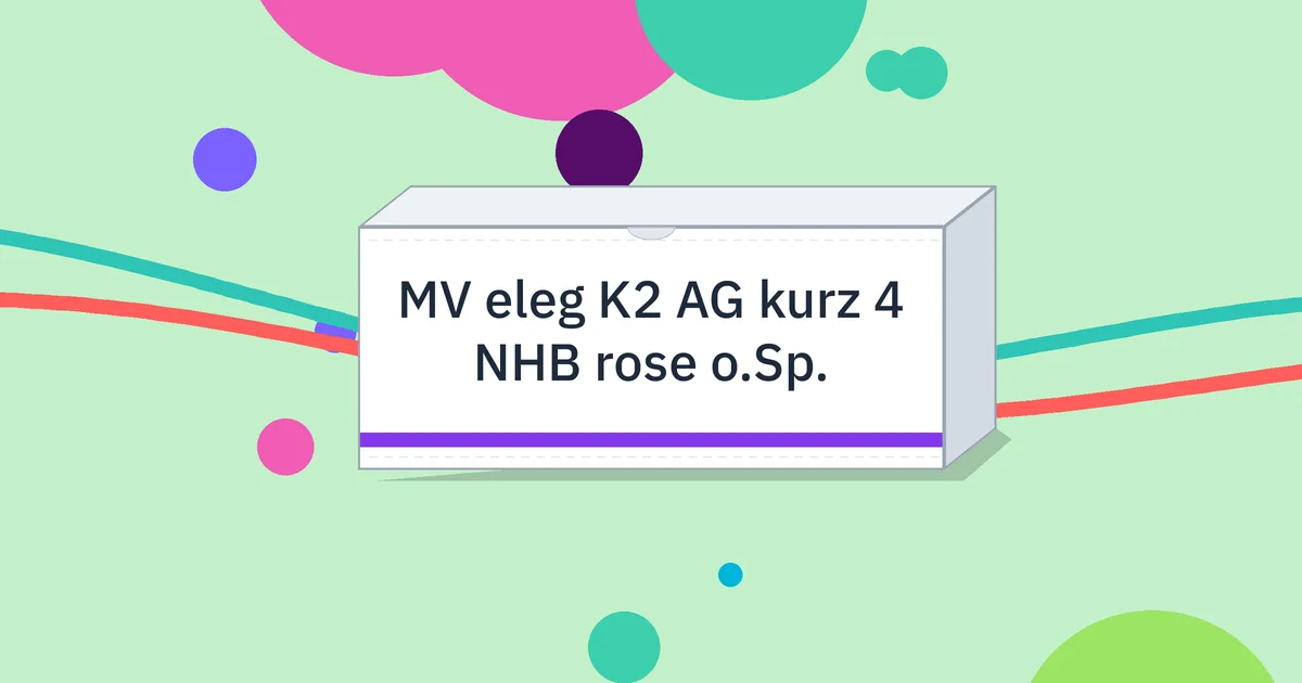 Symbolbild: Packung mit der Aufschrift MV eleg K2 AG kurz 4 NHB rose o.Sp. (PZN 15716046) – Verfügbarkeit und Bezug in Apotheken in Frankfurt am Main