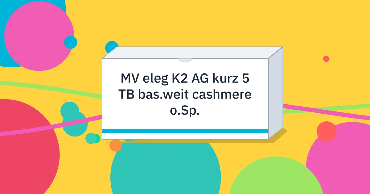 Symbolbild: Packung mit der Aufschrift MV eleg K2 AG kurz 5 TB bas.weit cashmere o.Sp. (PZN 15273554) – Verfügbarkeit und Bezug in Apotheken in Frankfurt am Main