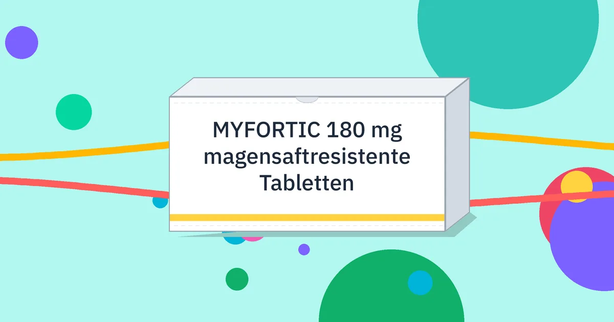 Symbolbild: Packung mit der Aufschrift MYFORTIC 180 mg magensaftresistente Tabletten (PZN 17185541) – Verfügbarkeit und Bezug in Apotheken in Frankfurt am Main