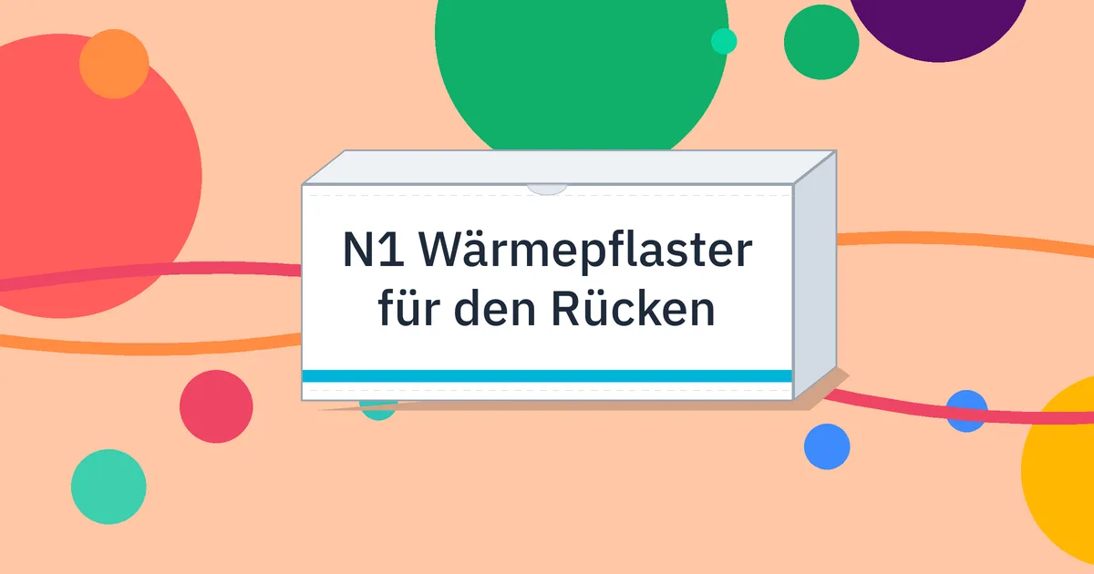 Symbolbild: Packung mit der Aufschrift N1 Wärmepflaster für den Rücken (PZN 18296113) – Verfügbarkeit und Bezug in Apotheken in Frankfurt am Main