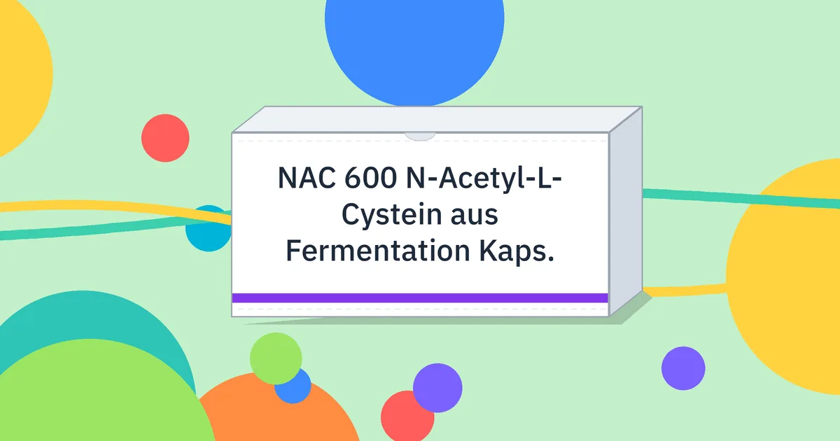 Symbolbild: Packung mit der Aufschrift NAC 600 N-Acetyl-L-Cystein aus Fermentation Kaps. (PZN 18294893) – Verfügbarkeit und Bezug in Apotheken in Frankfurt am Main