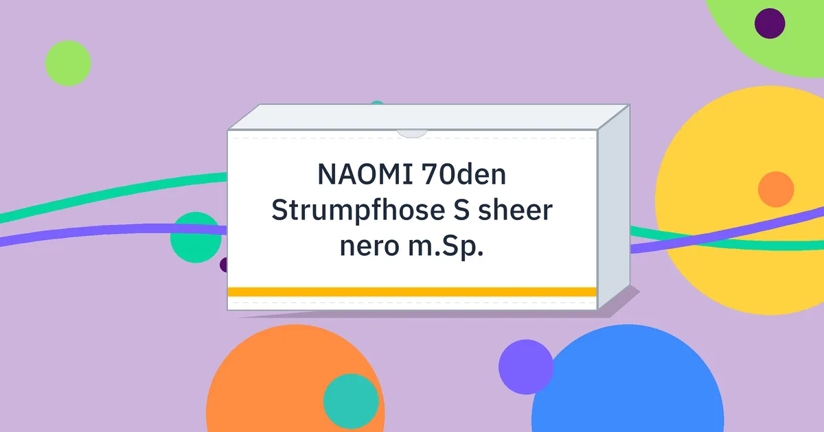 Symbolbild: Packung mit der Aufschrift NAOMI 70den Strumpfhose S sheer nero m.Sp. (PZN 16179478) – Verfügbarkeit und Bezug in Apotheken in Frankfurt am Main